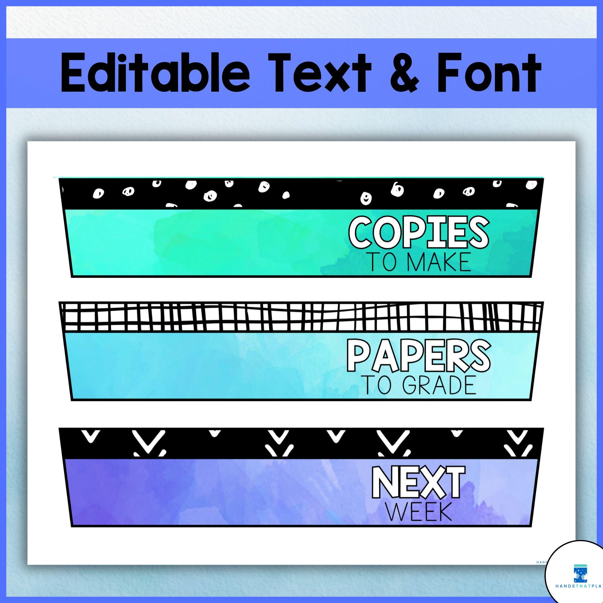 10 Drawer Cart Labels for the Classroom | Monochrome Rainbow Watercolor ...