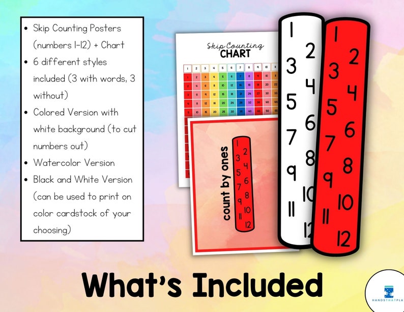Skip Counting Number Posters Skip Counting Chart Rainbow - Etsy