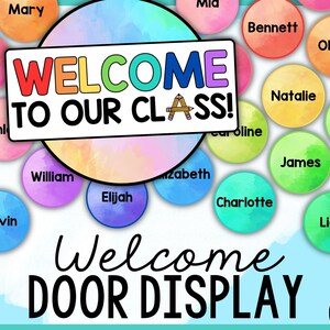 Welcome Sign Door Display Rainbow Watercolors Classroom - Etsy