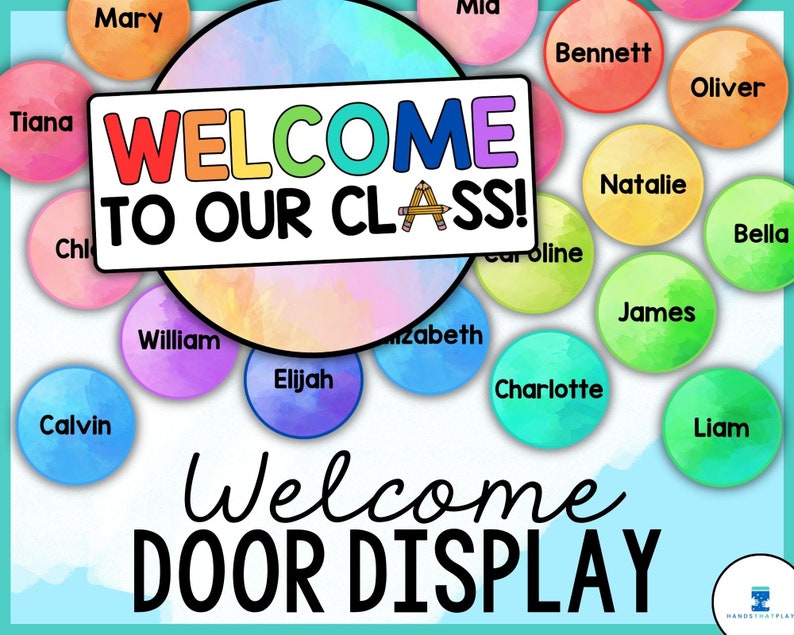 Welcome Sign Door Display Rainbow Watercolors Classroom - Etsy