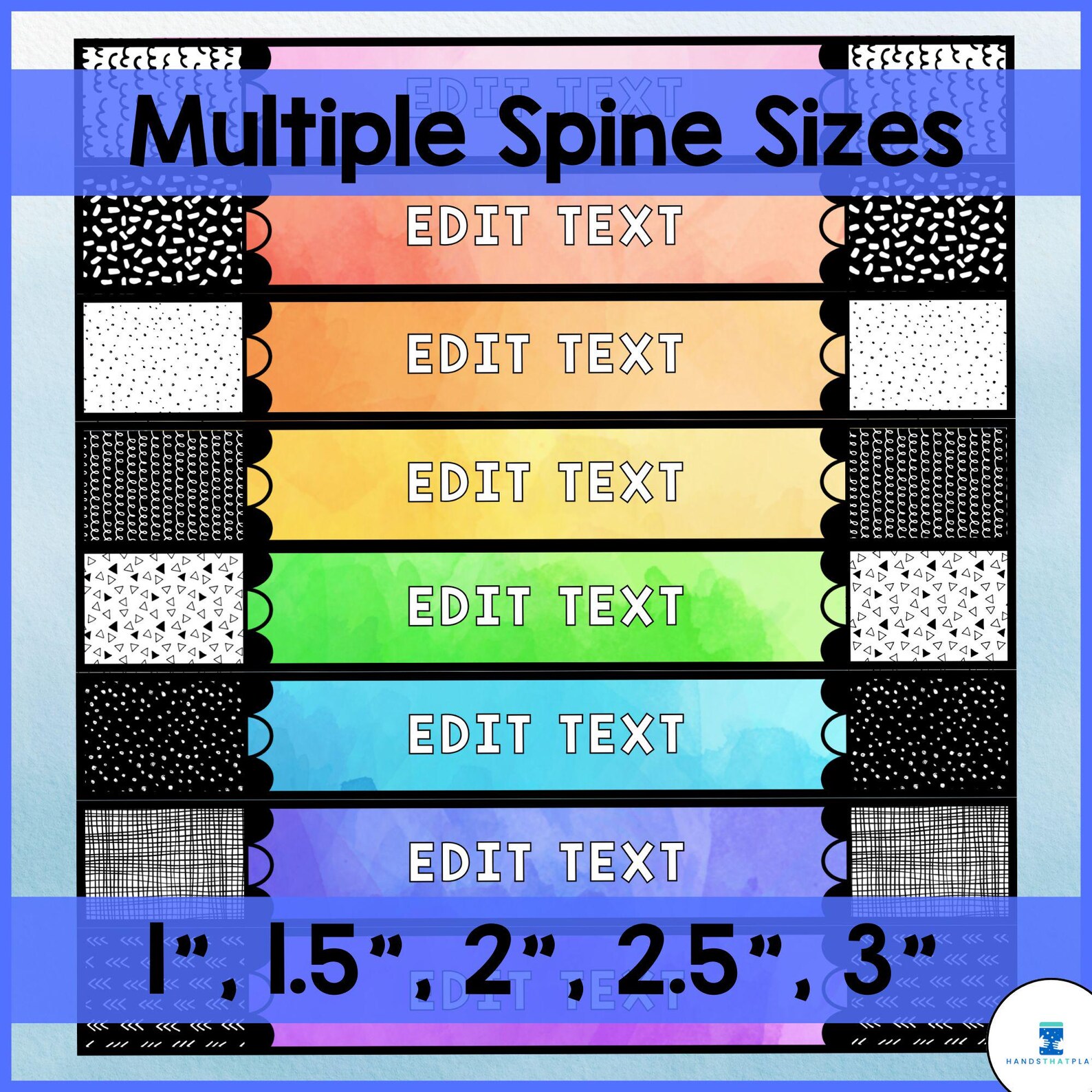 Spine and Binder Covers | Monochrome Rainbow Watercolor | Classroom ...