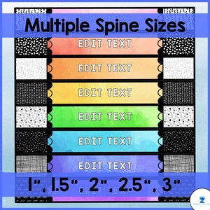 Spine and Binder Covers | Monochrome Rainbow Watercolor | Classroom ...