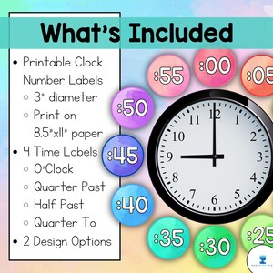 Clock Number Labels | Rainbow Watercolors | Homeschool Classroom Decor ...