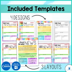 Editable Classroom Newsletter Templates - Rainbow Watercolor Decor - Etsy