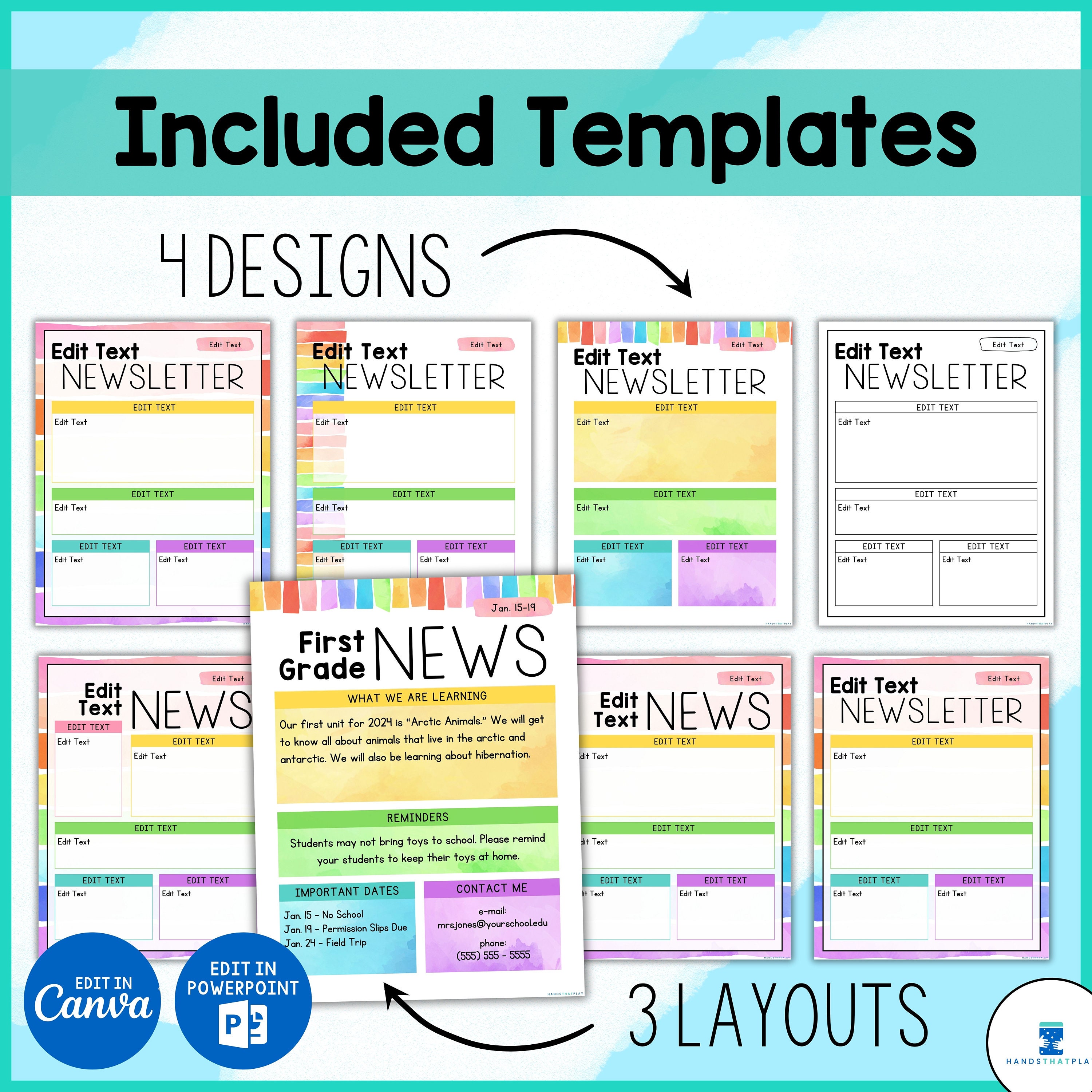 Editable Classroom Newsletter Templates - Rainbow Watercolor Decor - Etsy