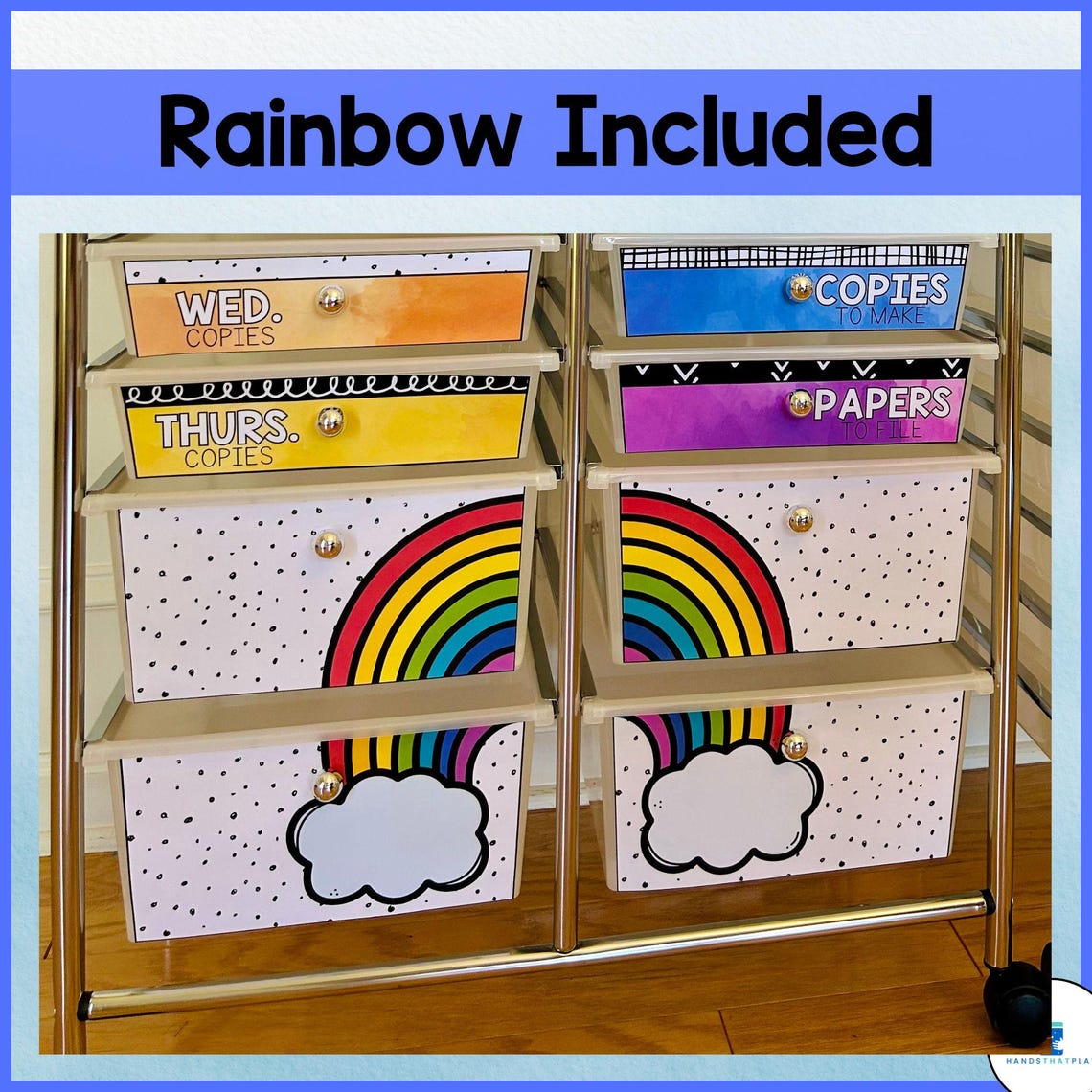 12 Drawer Cart Labels for the Classroom | Monochrome Rainbow Watercolor ...