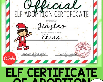 Elf Adoption Certificate - Etsy