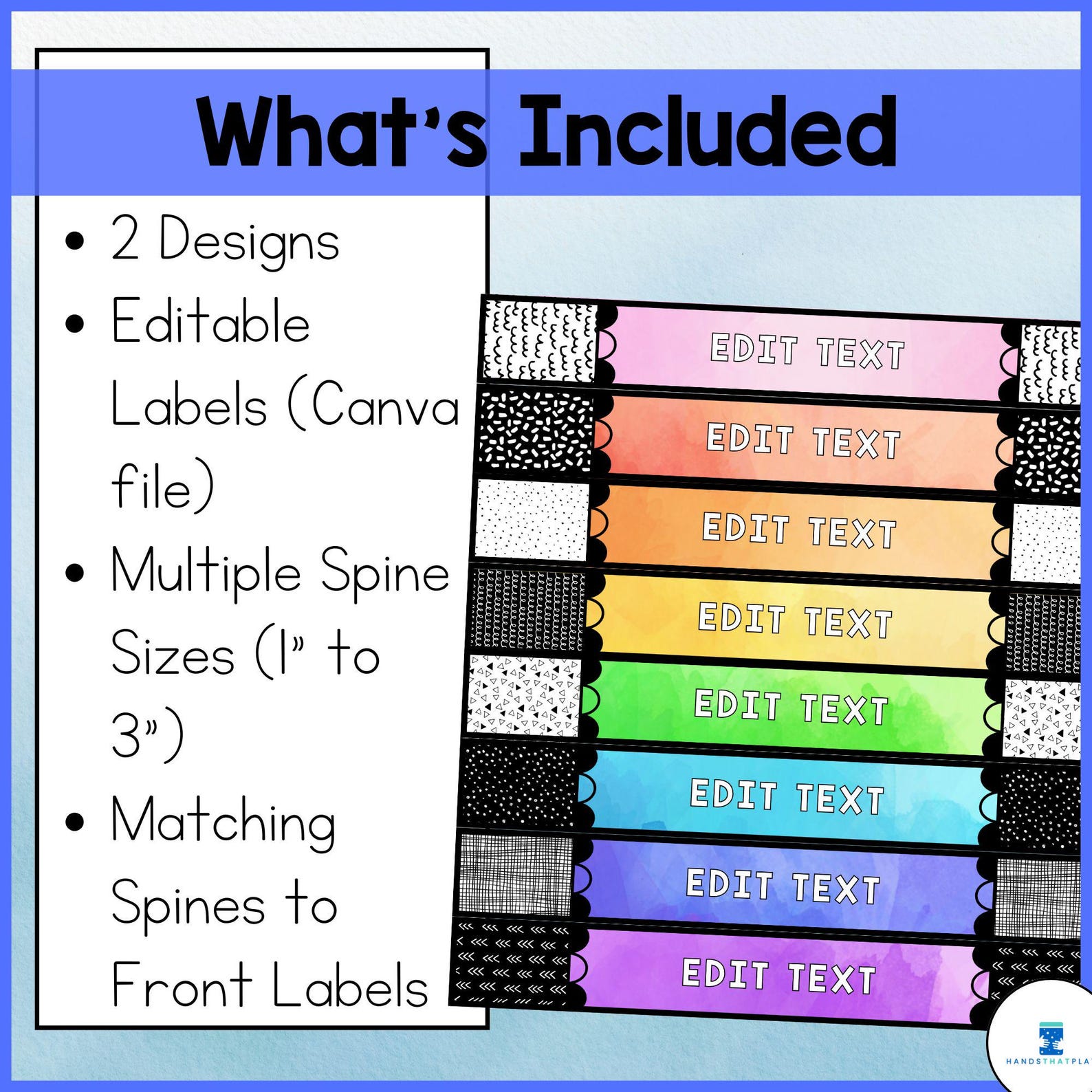 Spine and Binder Covers | Monochrome Rainbow Watercolor | Classroom ...