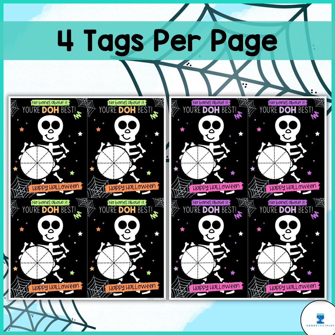 Halloween Favor Tags No Bones About It, You're DOH Best Play Dough Tags ...