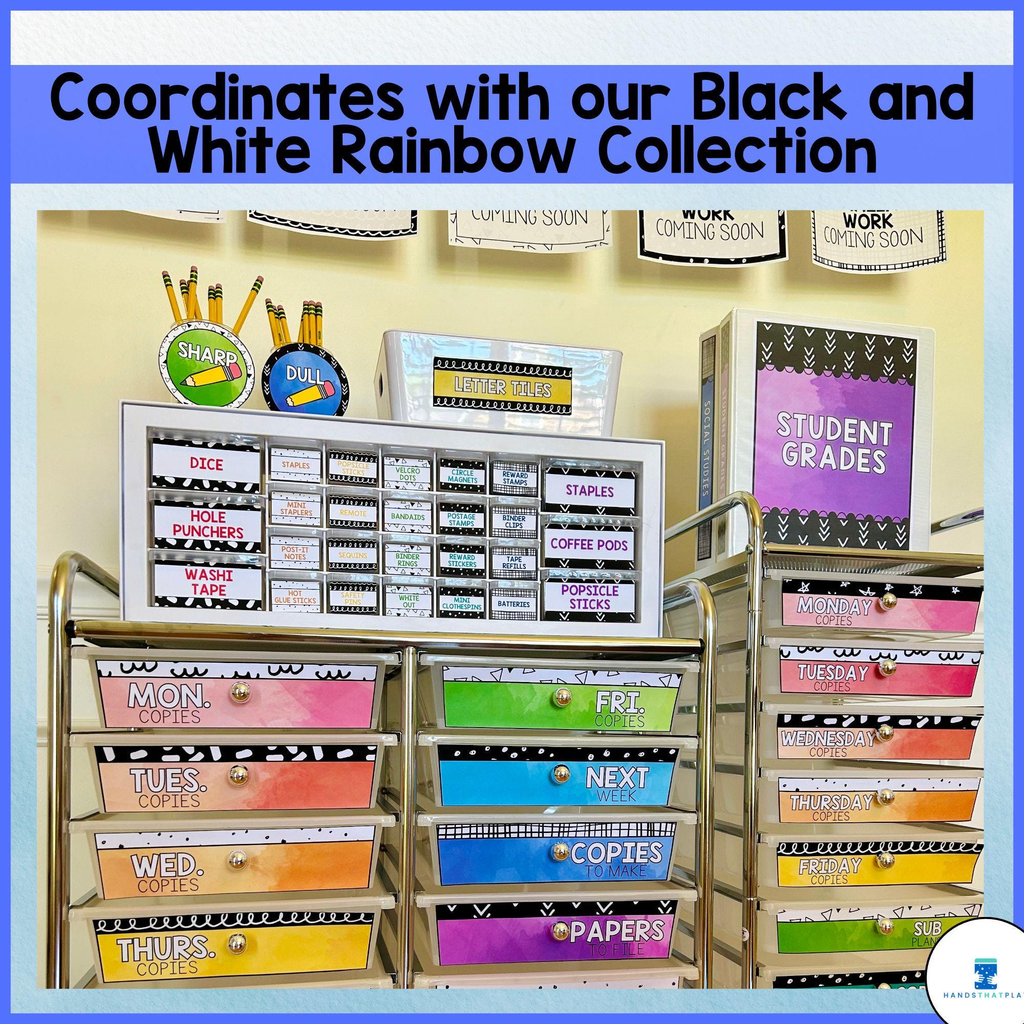 Spine and Binder Covers | Monochrome Rainbow Watercolor | Classroom ...