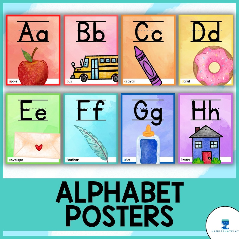Alphabet Posters | Letter Formation | Rainbow Watercolors | Classroom ...