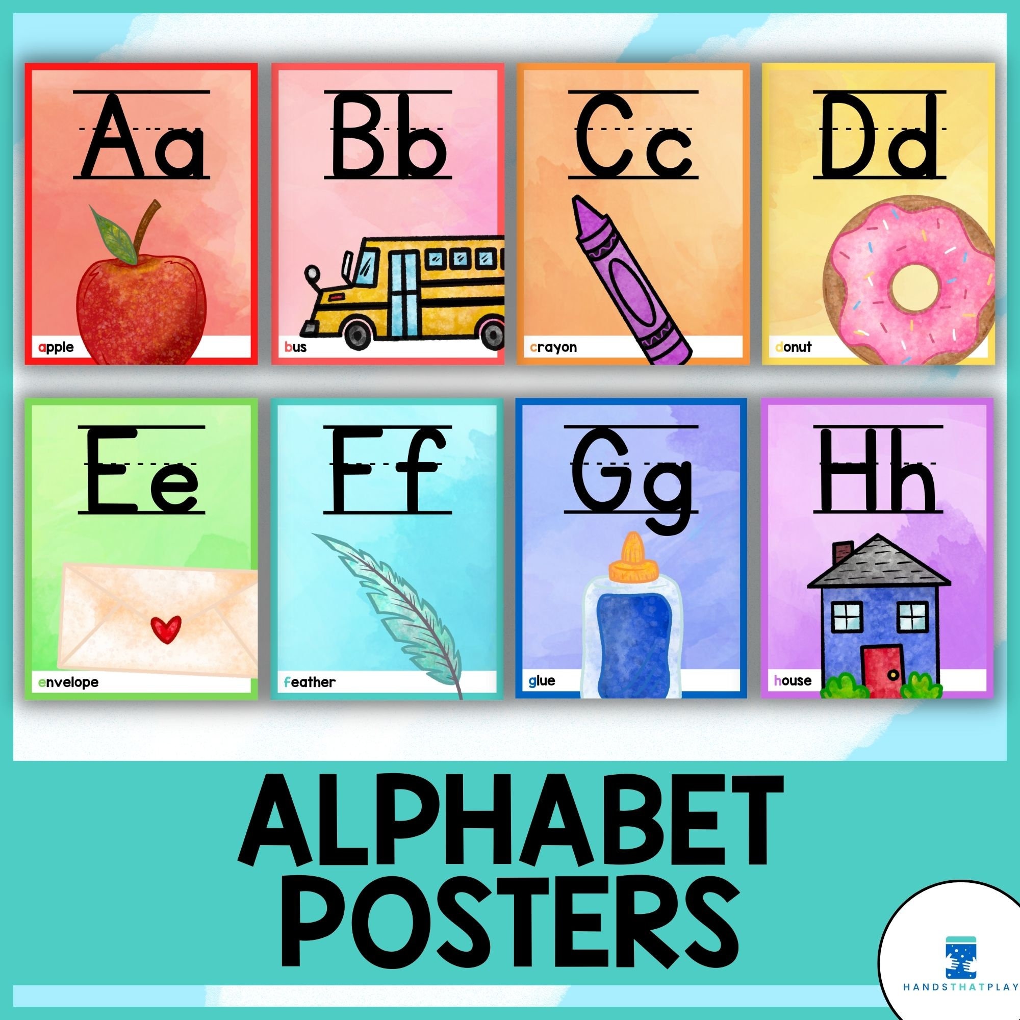 Alphabet Posters | Letter Formation | Rainbow Watercolors | Classroom ...