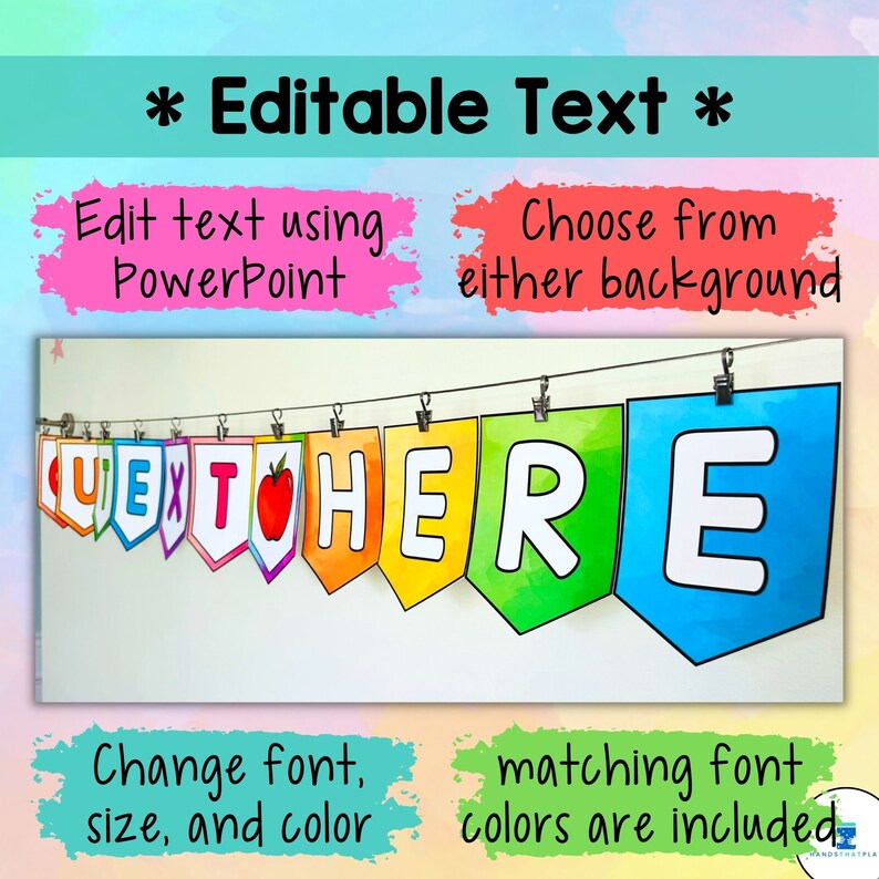 Editable Welcome Banner and Bunting Letters - Rainbow Watercolor ...