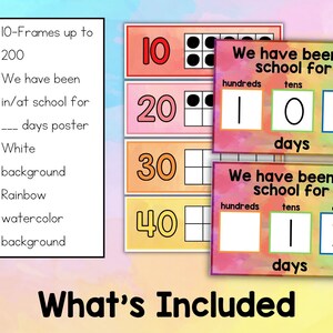 Days At/in School Display | 100 Days of School | Rainbow Watercolors ...