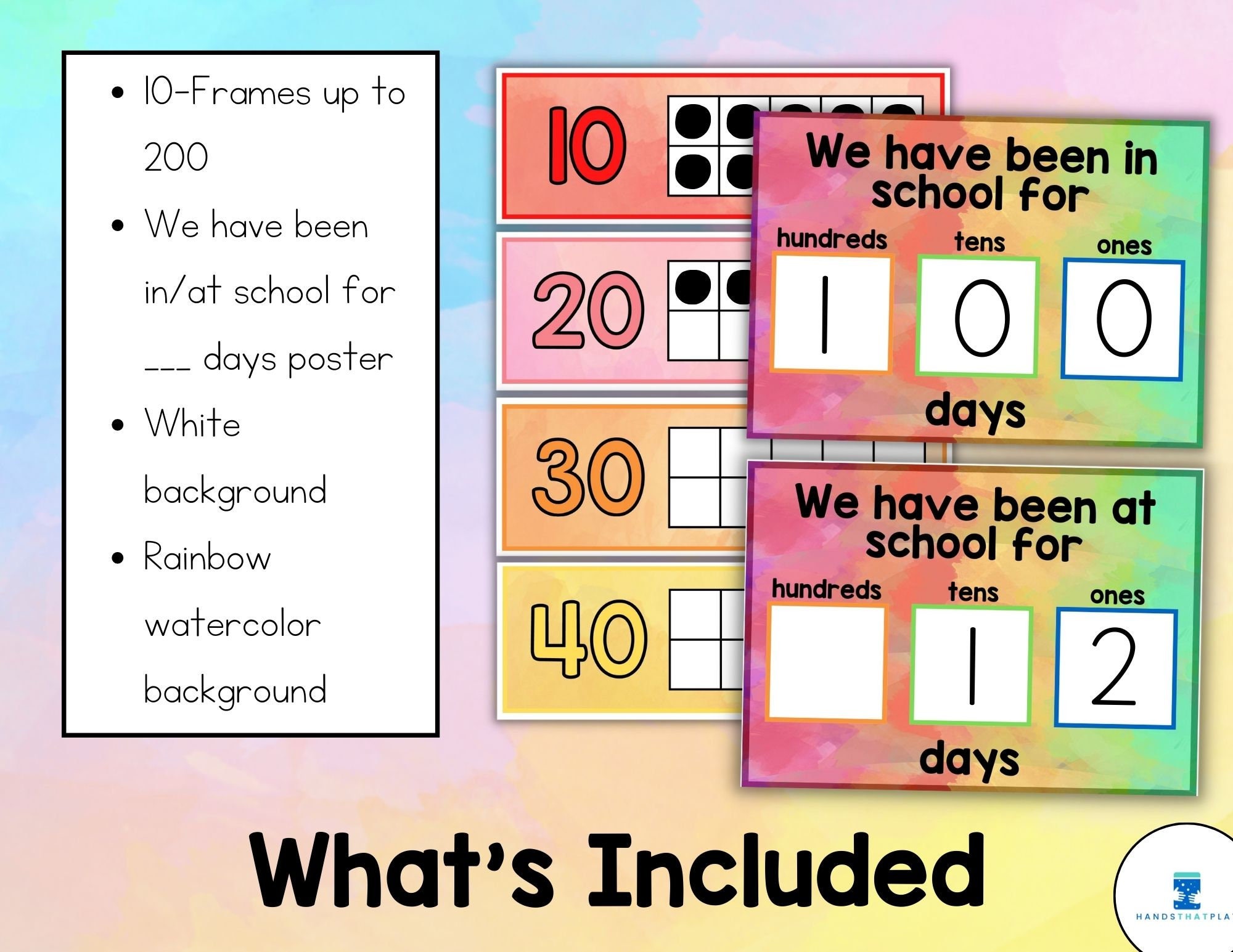 Days At/in School Display | 100 Days of School | Rainbow Watercolors ...