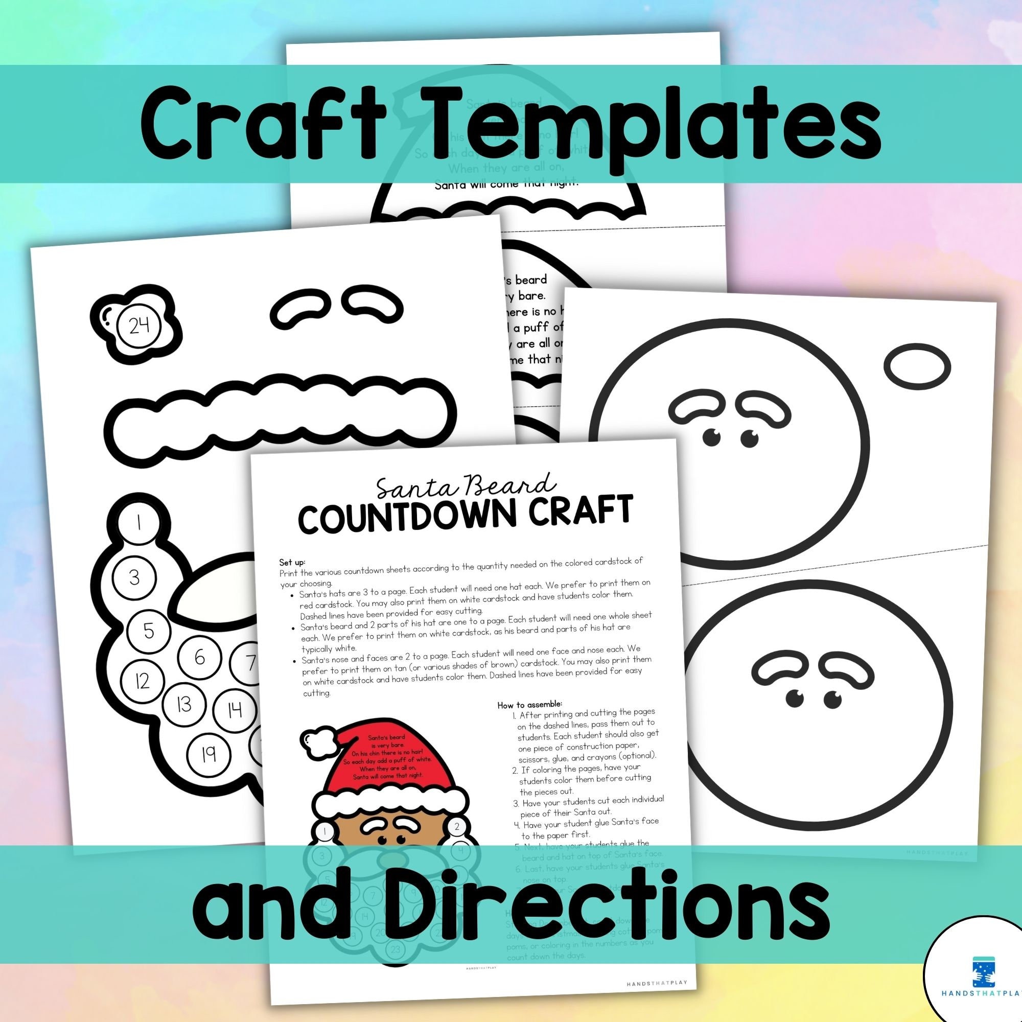 Christmas Activity - Santa Beard Craft and Advent Countdown - Etsy