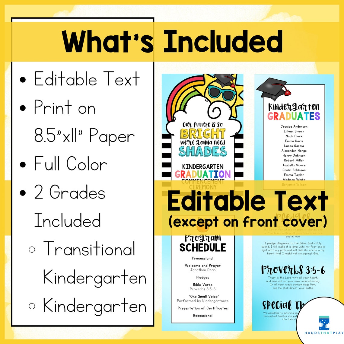 Kindergarten Graduation Bundle - Editable Invitations, Certificates ...