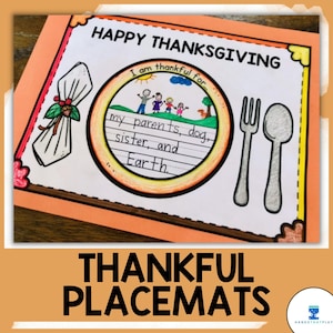 Thanksgiving Placemat Craft | Thankful Activity - Etsy