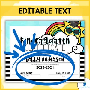 Kindergarten Certificates - Editable Future is Bright Completion ...