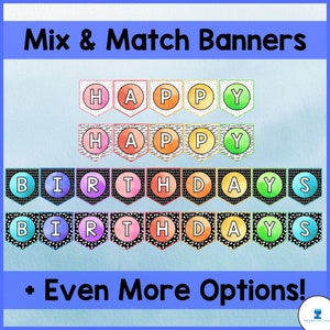 Birthday Bulletin Board and Banners | Black and White Rainbow ...