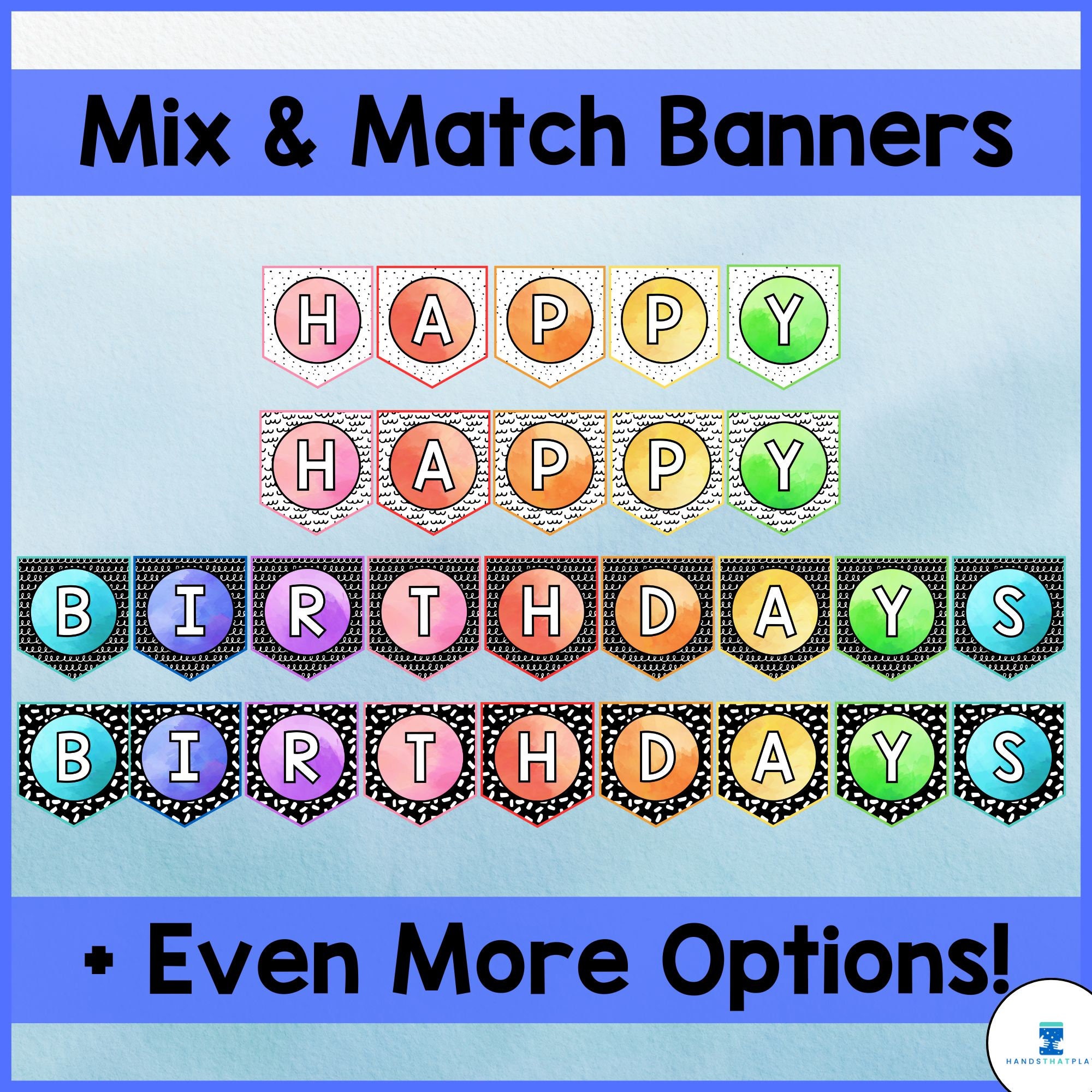 Birthday Bulletin Board and Banners | Black and White Rainbow ...