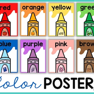 Color Posters Rainbow Watercolors Colorful Classroom Decor - Etsy