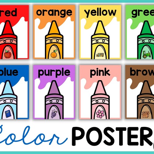 Color Posters Rainbow Watercolors Colorful Classroom Decor - Etsy