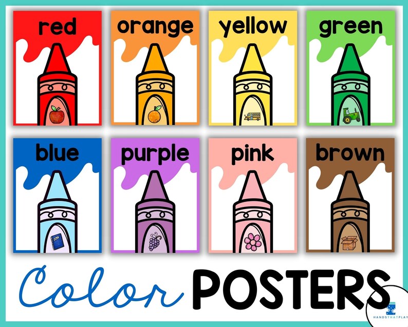 Color Posters Rainbow Watercolors Colorful Classroom Decor - Etsy