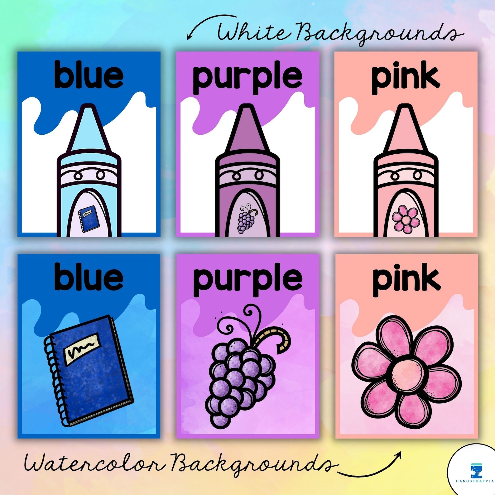 Color Posters Rainbow Watercolors Colorful Classroom Decor - Etsy