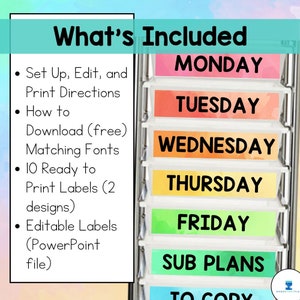10 Drawer Rolling Cart Labels - Editable - Rainbow Watercolor Classroom ...