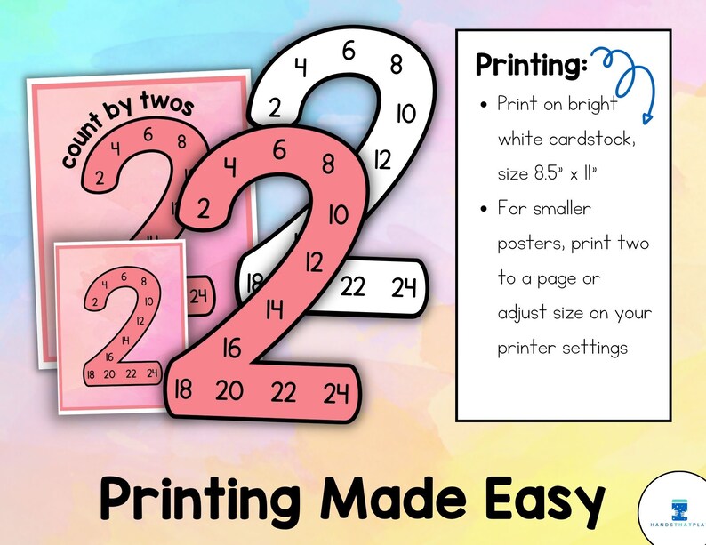 Skip Counting Number Posters Skip Counting Chart Rainbow - Etsy