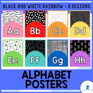 Alphabet Posters | Black and White Rainbow | Alphabet Line | Alphabet ...