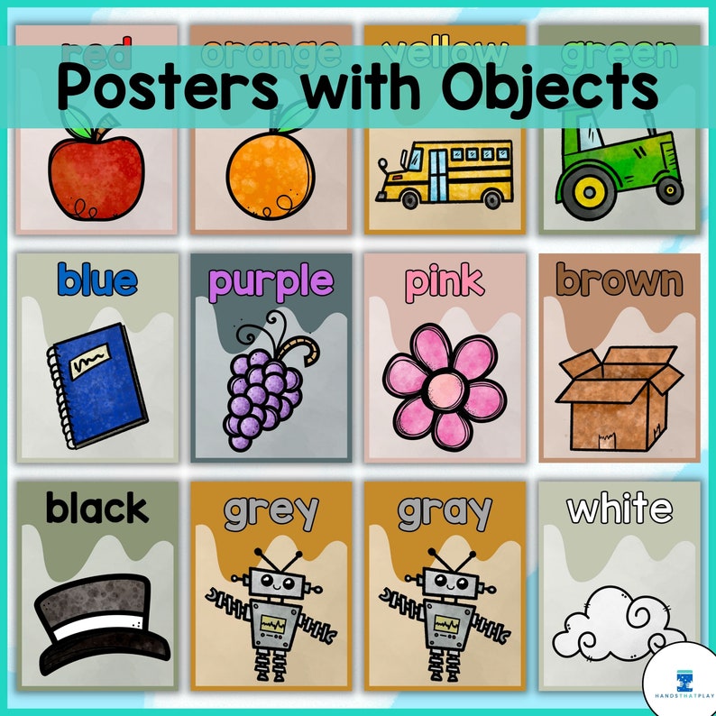 Color Posters | Neutral Boho | Classroom Wall Decor - Etsy