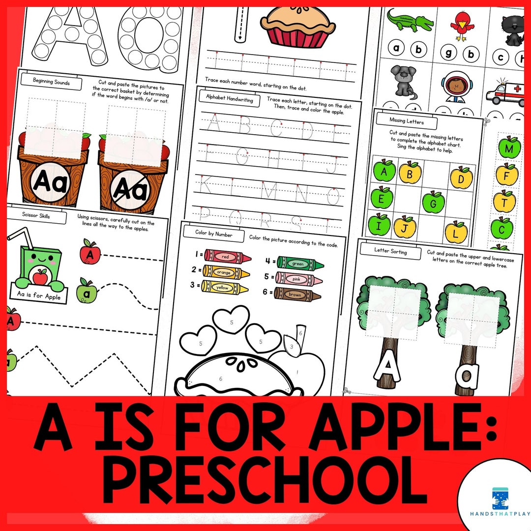 Apple Unit Study, No-prep Aa is for Apple Preschool Curriculum, Math ...