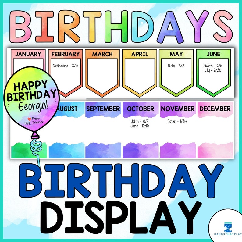 Birthday Bulletin Board - Banner, Display, and Gift Tag - Editable - Etsy