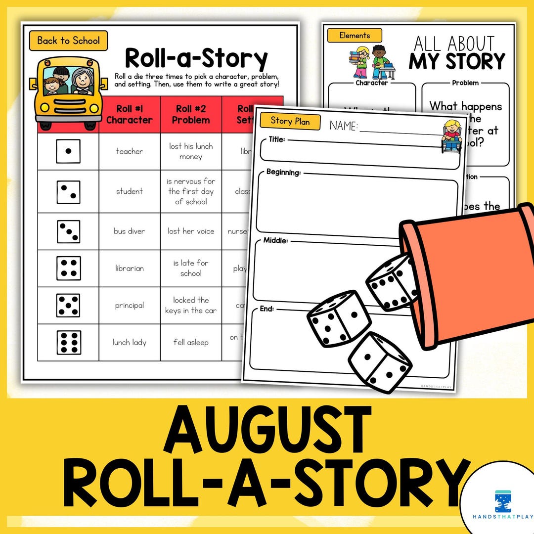 Roll a Story Writing Prompts - August, Back to School, Community - Etsy