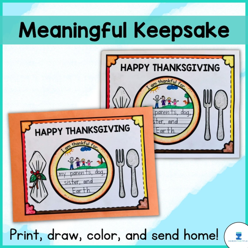 Thanksgiving Placemat Craft | Thankful Activity - Etsy