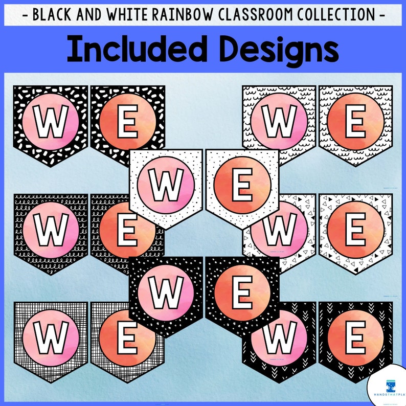 Editable Welcome Banner and Bunting Letters | Monochrome Rainbow ...