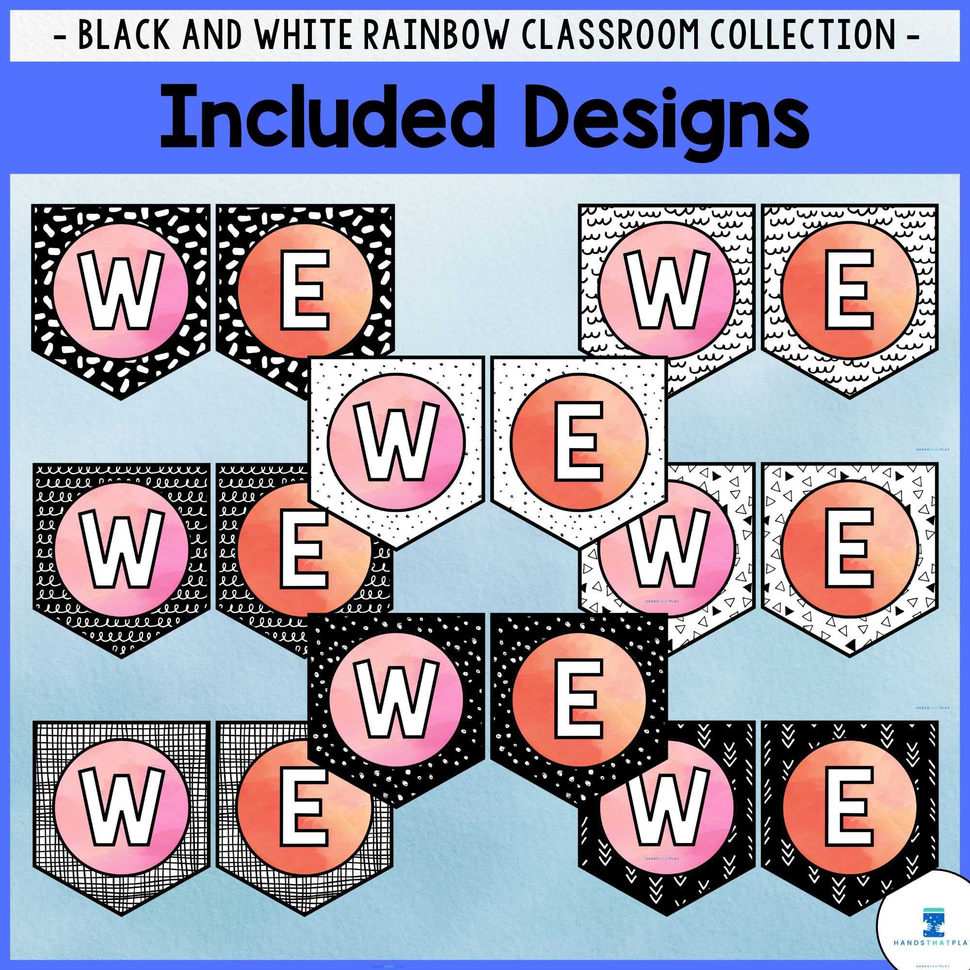 Editable Welcome Banner and Bunting Letters Monochrome Rainbow ...