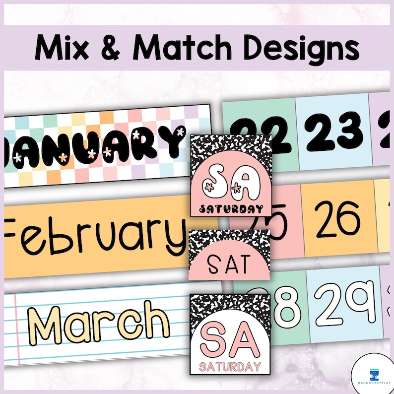 Pastel Classroom Calendar Pack | Pastel Prep Classroom Decor - Etsy