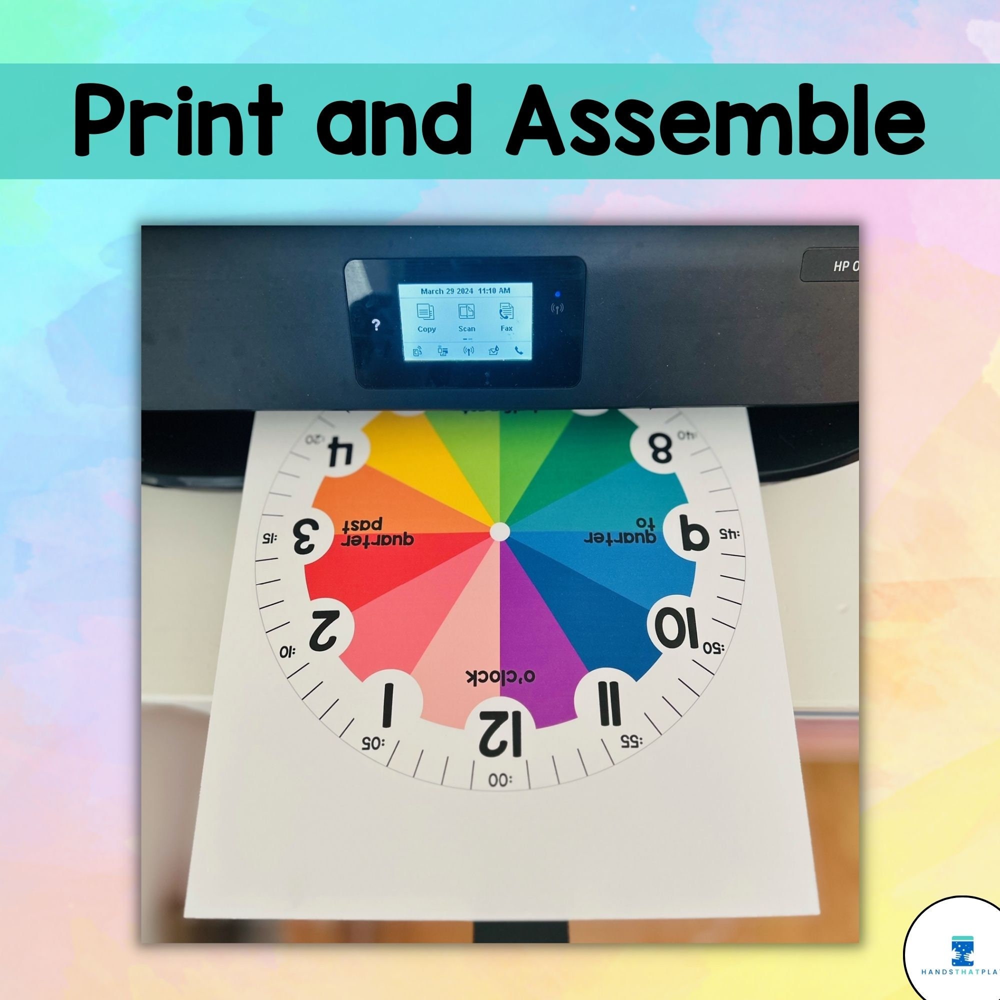 Colorful Clock Face Insert - Telling Time for Kids - Etsy