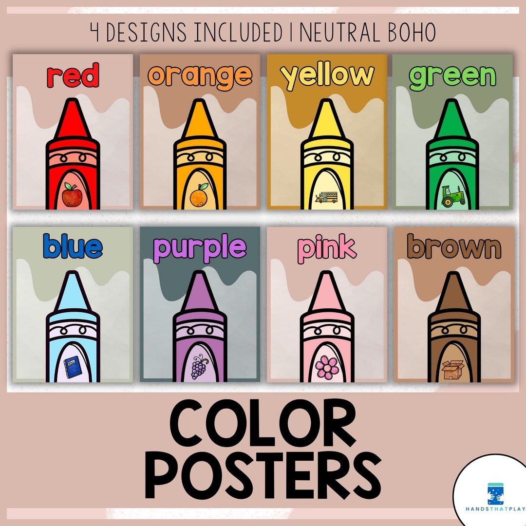 Color Posters | Neutral Boho | Classroom Wall Decor - Etsy