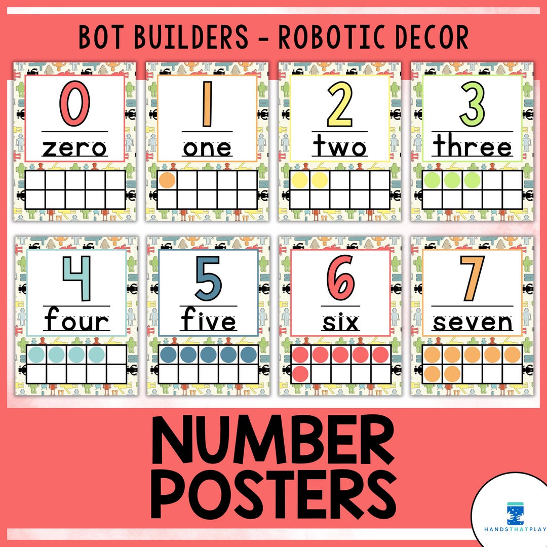 Number Posters | Robot Theme | Robotic Classroom | Bot Builders Decor ...