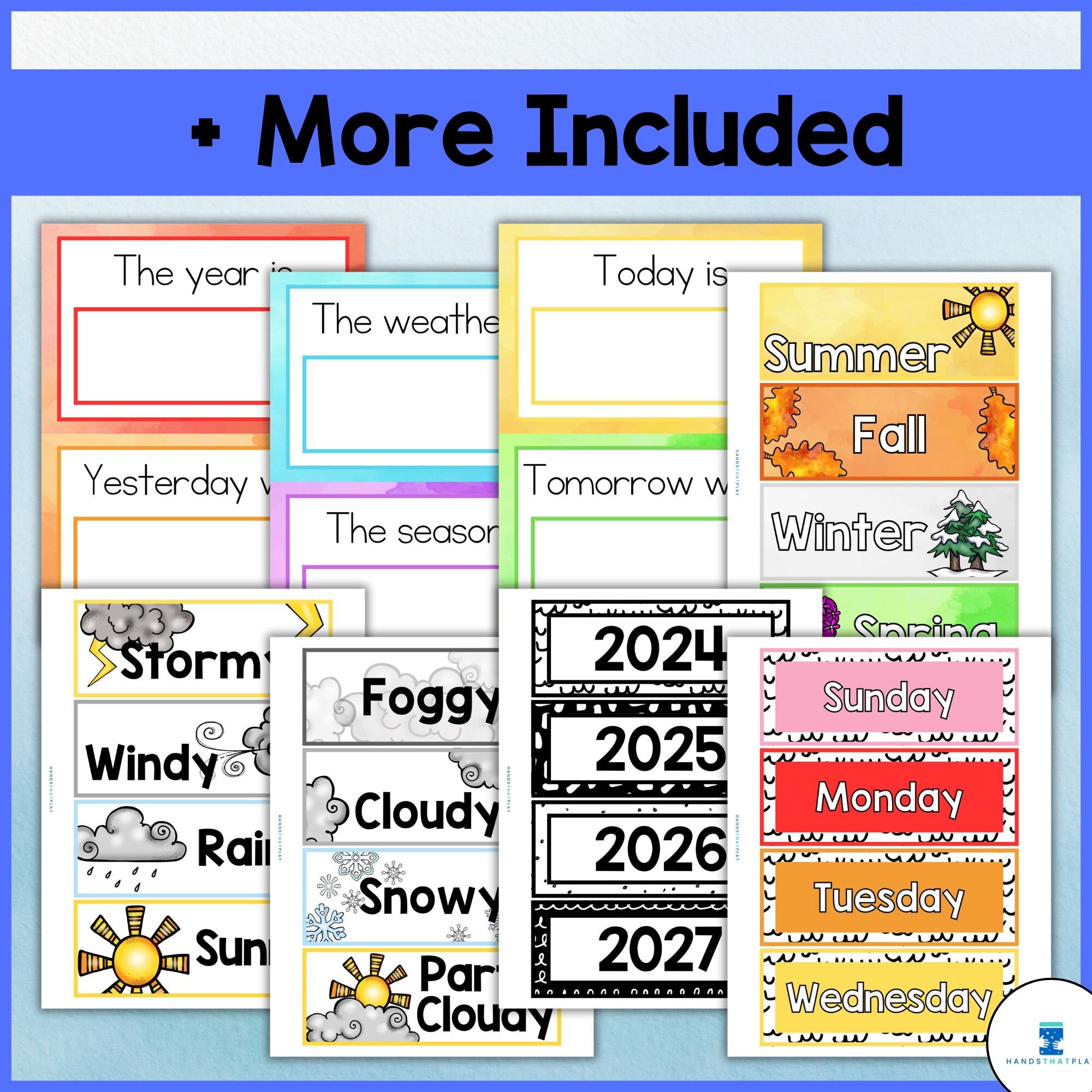 Classroom Calendar Pack | Monochrome Rainbow Pocket Chart Calendar ...