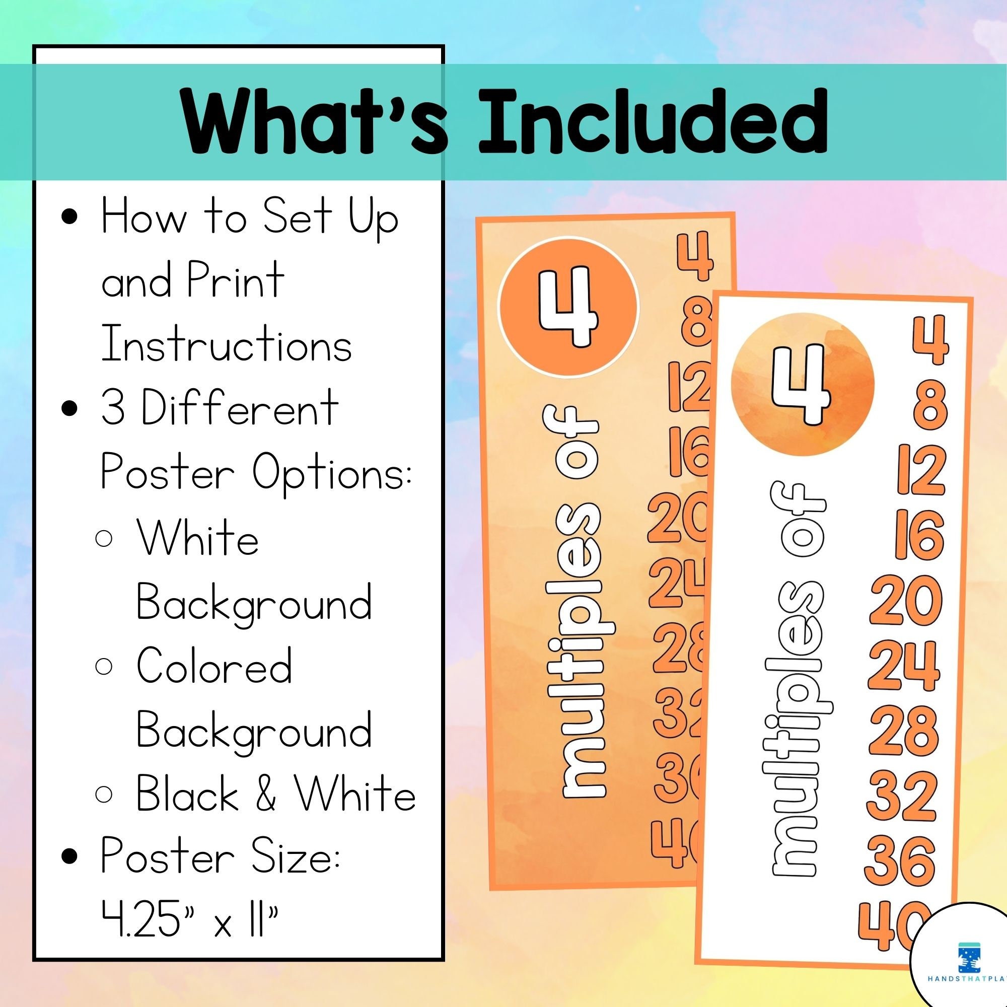 Skip Counting Number Posters | Multiples of #1-12 | Rainbow Classroom ...