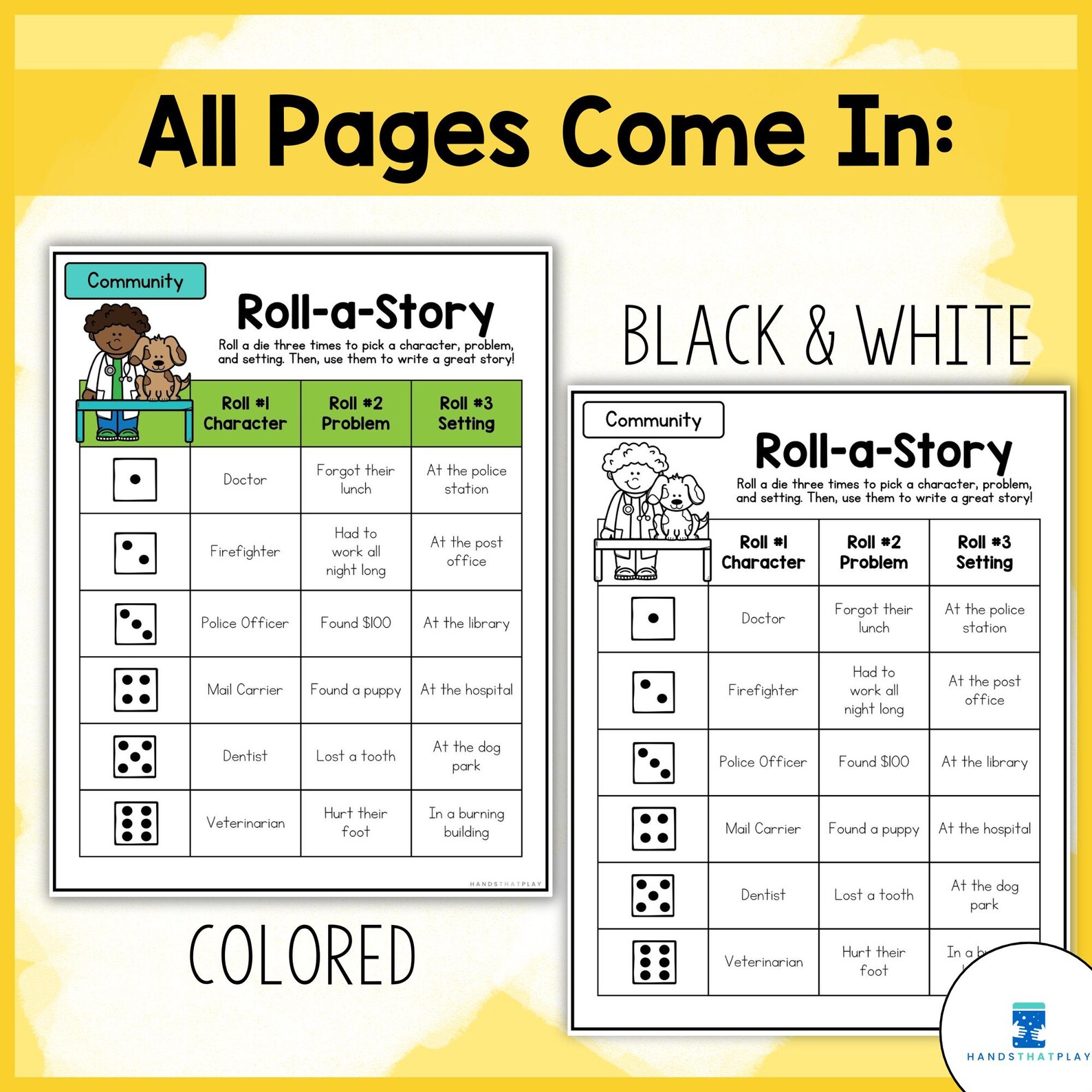 Roll a Story Writing Prompts - August, Back to School, Community - Etsy
