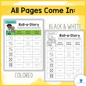 Roll a Story Writing Prompts - August, Back to School, Community - Etsy