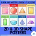 2D and 3D Shapes Posters for the Classroom | Black and White Rainbow ...