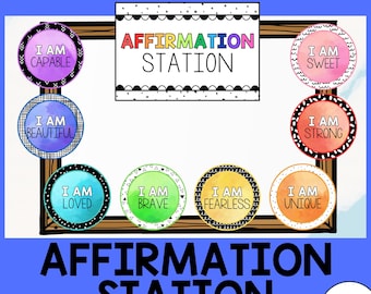 Affirmation Station | Spotty Rainbow | Classroom Display | Editable - Etsy