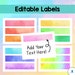 10 Drawer Rolling Cart Labels - Editable - Rainbow Watercolor Classroom ...